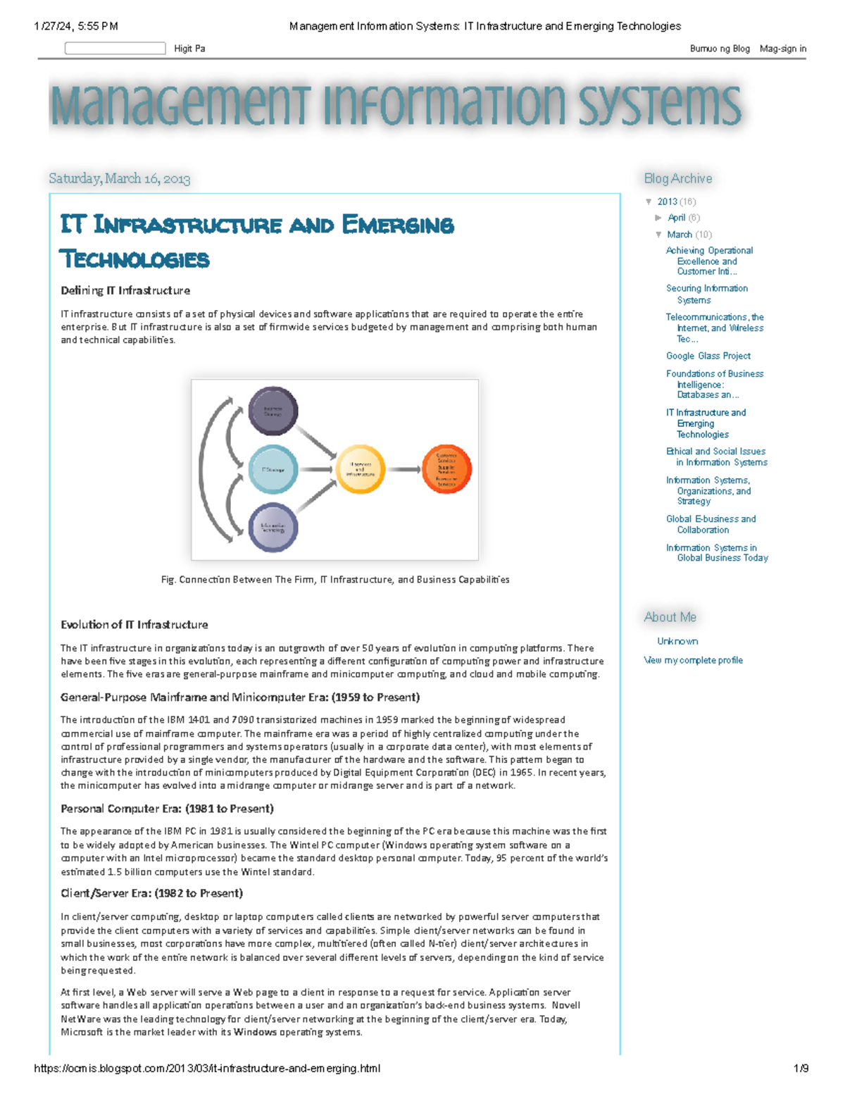 Management Information Systems IT Infrastructure and Emerging ...