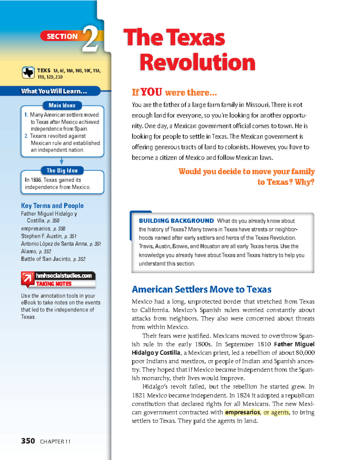 Chapter 11 Section 2 Reading-1 - ####### SECTION 2 Key Terms and People Father Miguel Hidalgo y ...