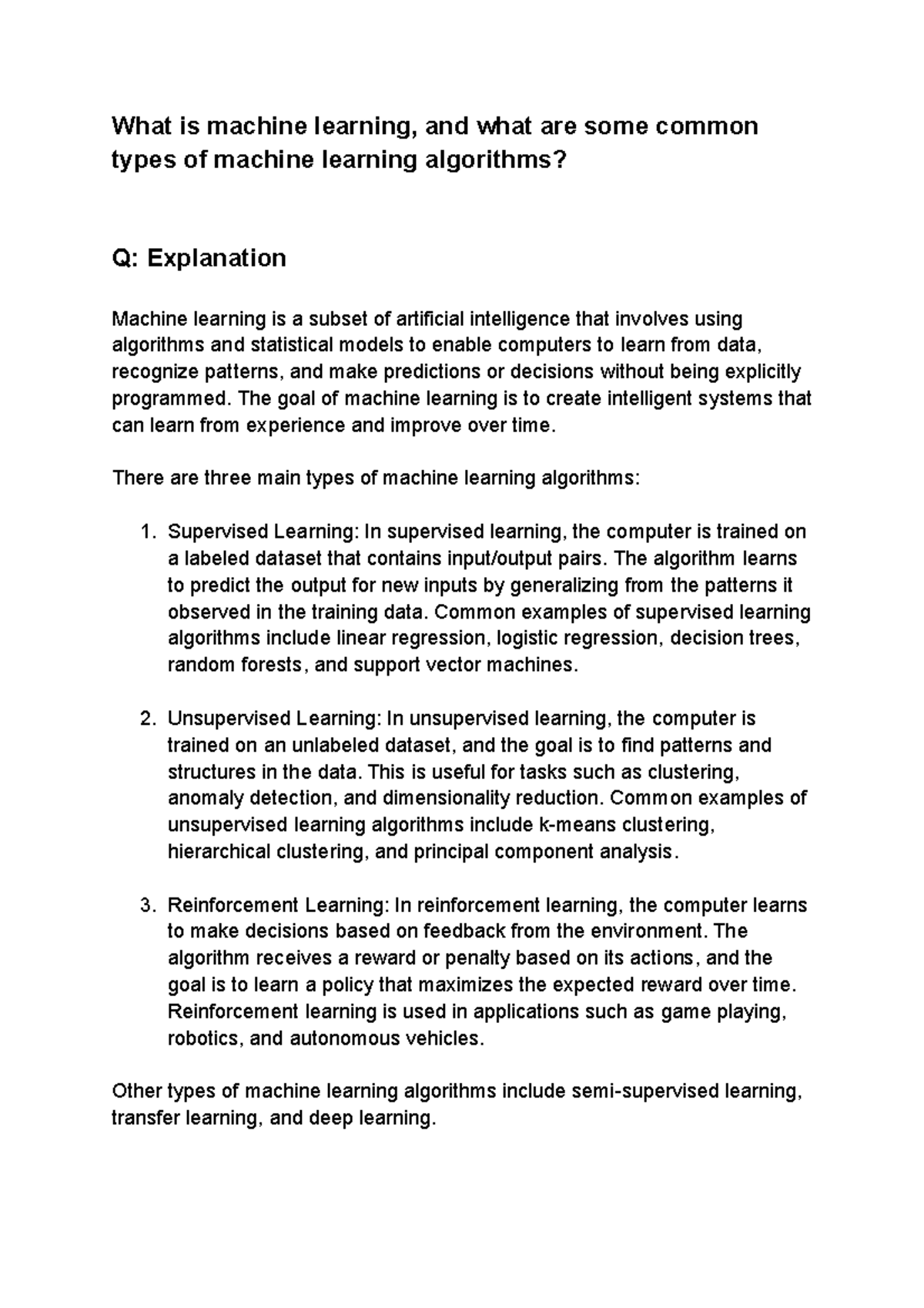 What Is Machine Learning And What Are Some Common Types Of Machine