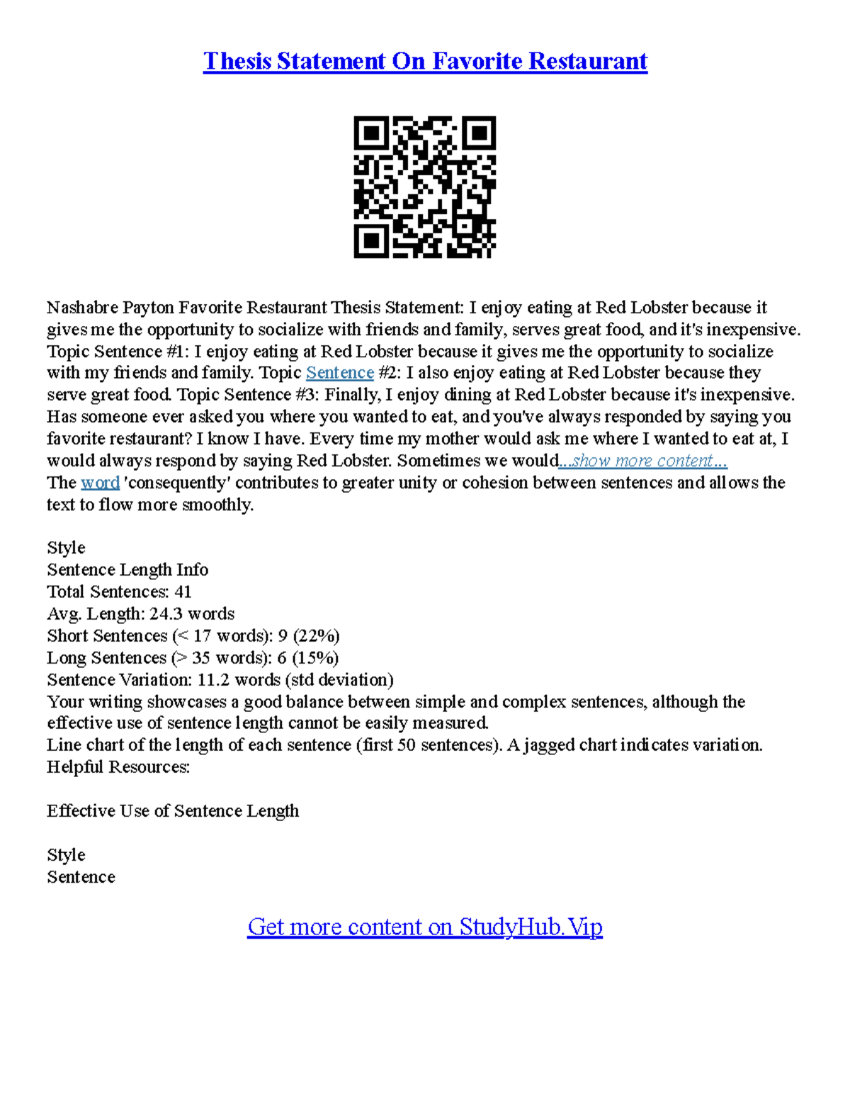 How To Write A Thesis Essay - Thesis Statement On Favorite Restaurant ...