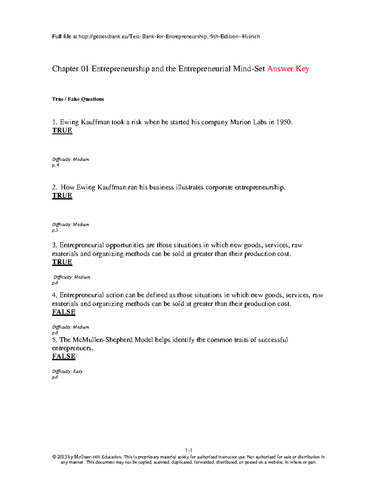 25255862 - practice for exam - 1- © 2013 by McGraw-Hill Education. This ...