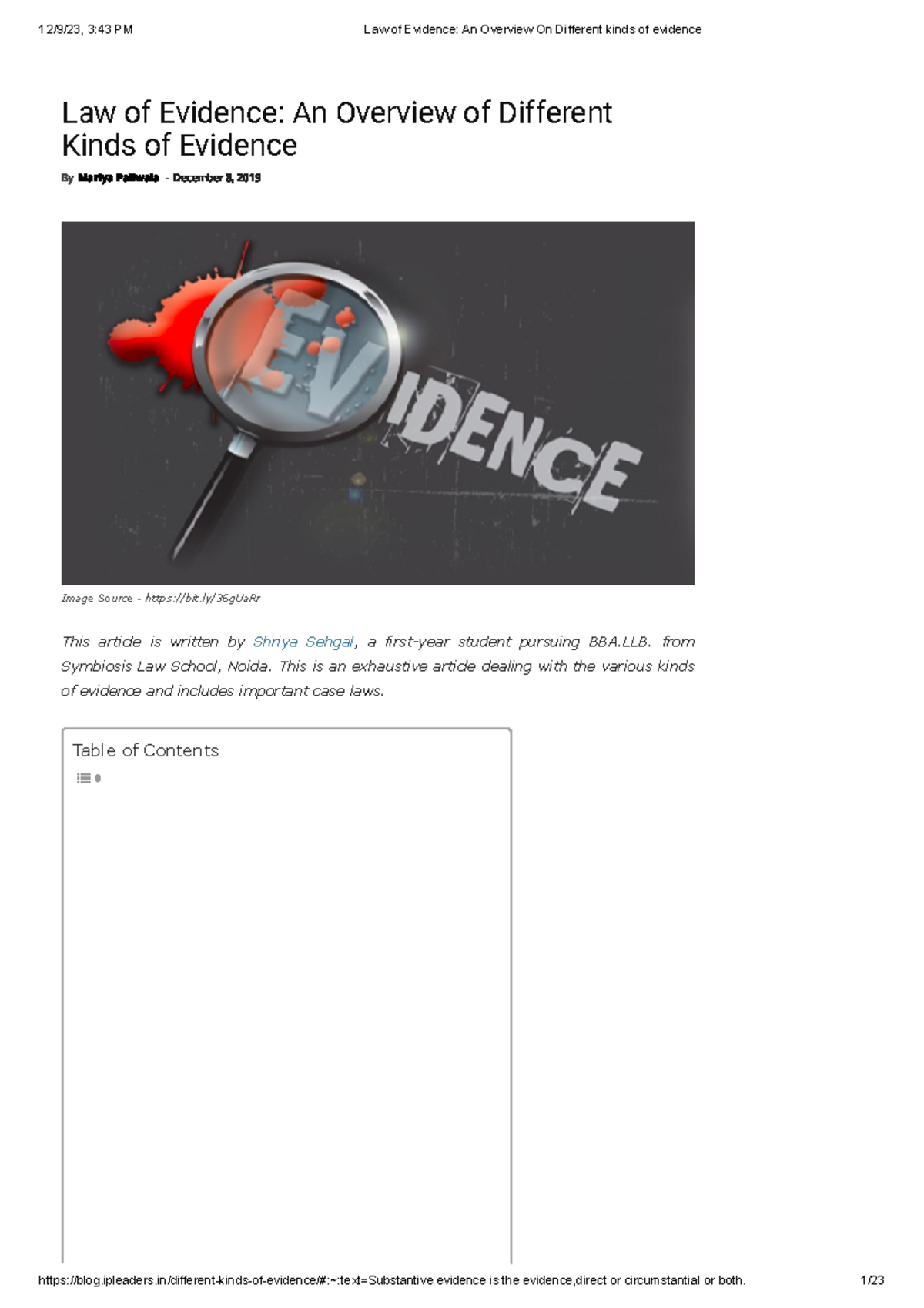 Kinds of evidence- an overview, evidences under Evidence Act 1872 and ...