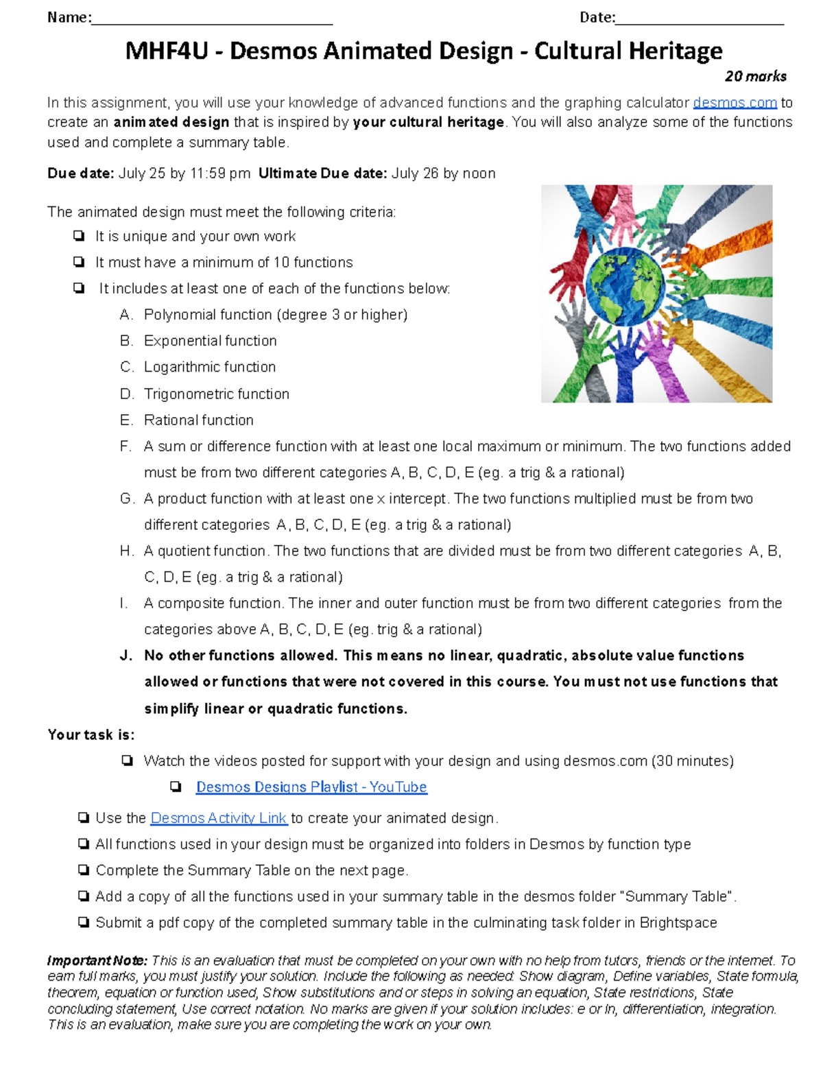 Culminating Project Instructions - Name ...