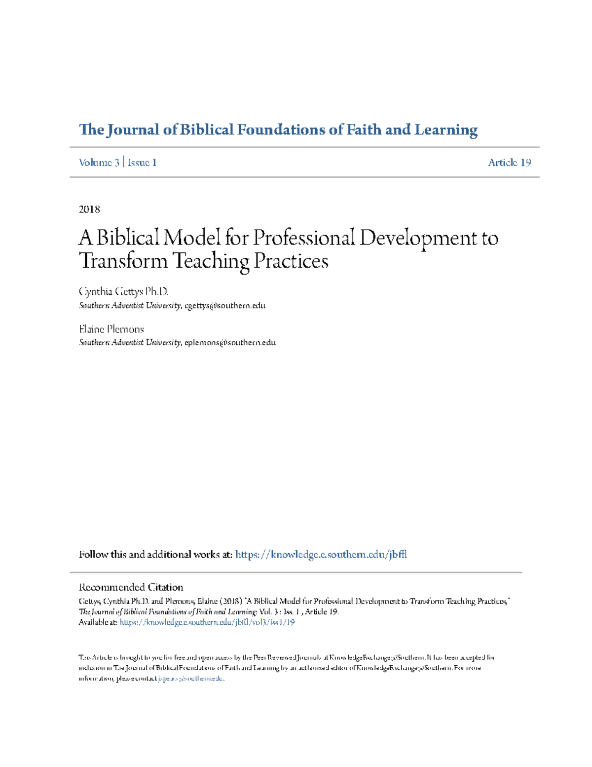 A Biblical Model for Professional Development to Transform Teachi - The ...