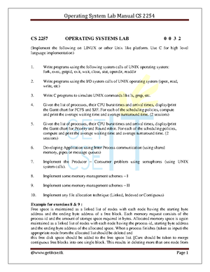 OS Lab Manual 2020-21 - syllabus related - (Affiliated to Osmania University & Approved by - Studocu