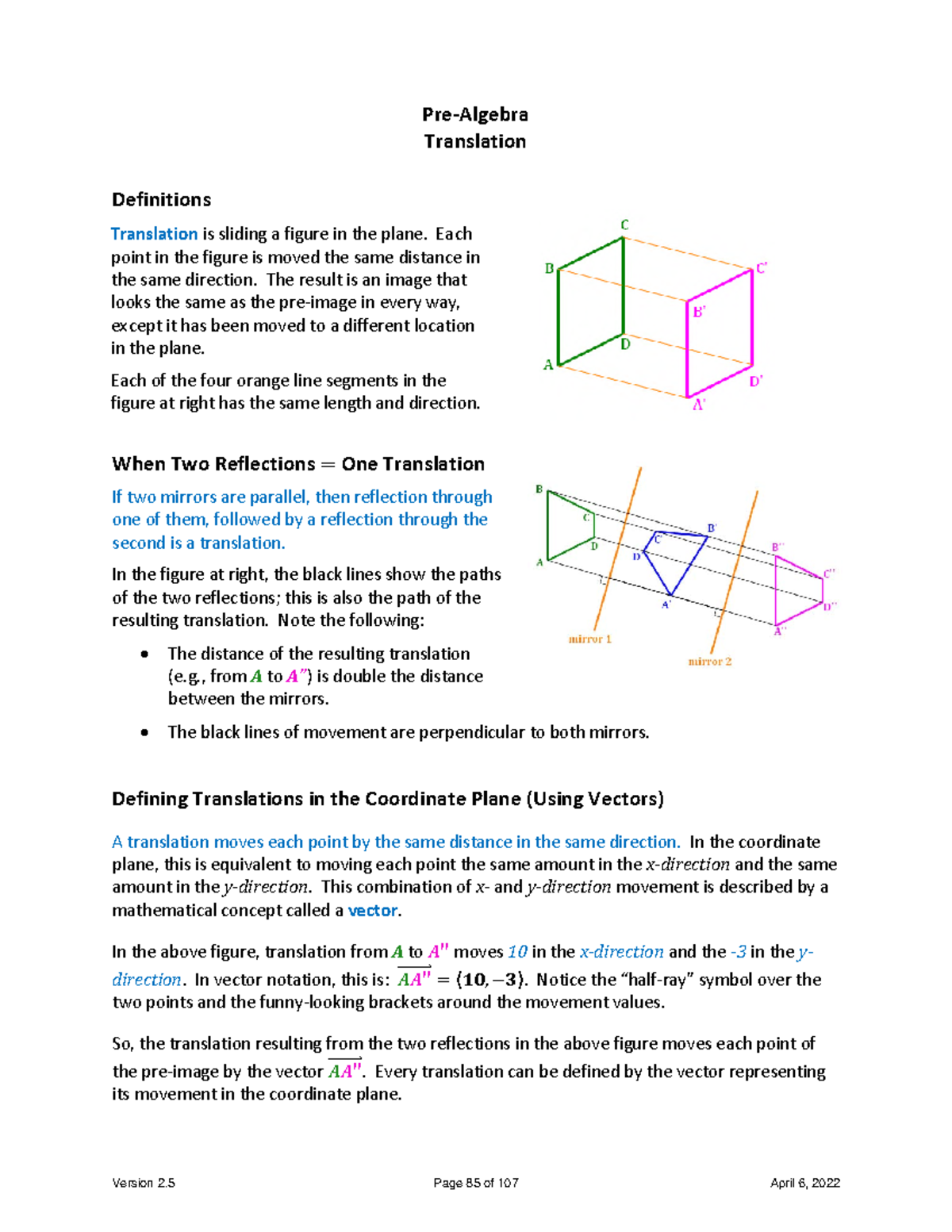 Formulas Processes and Tricks 22 - Translation Definitions When Two ...