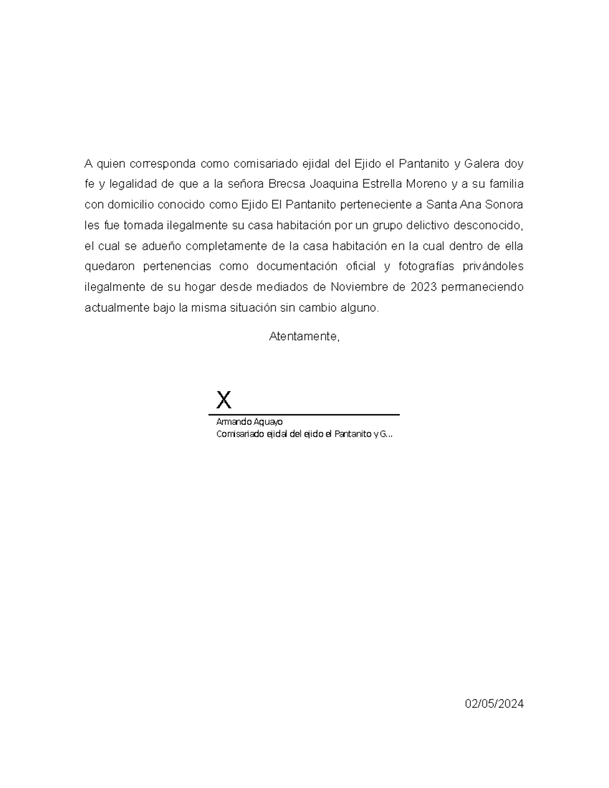 Carta ejidal - APUNTES DE DERECHO M - A quien corresponda como ...