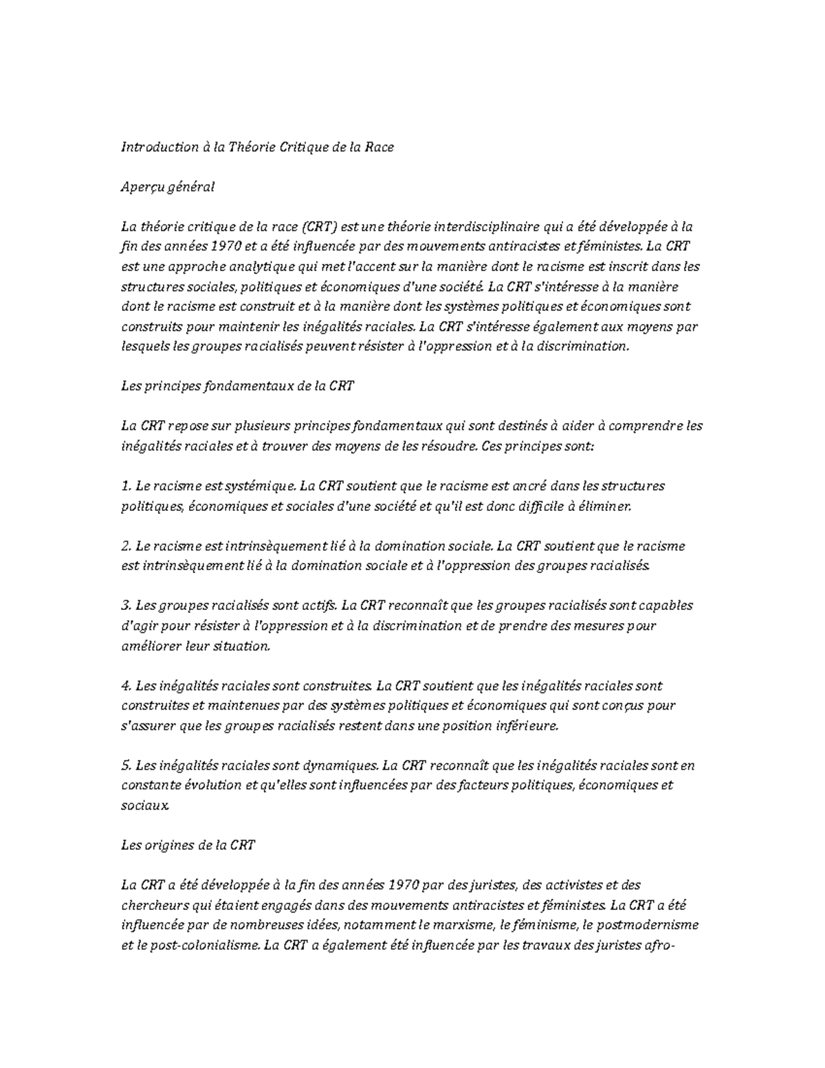 Critical Race Theory Study Notes - Introduction à la Théorie Critique ...