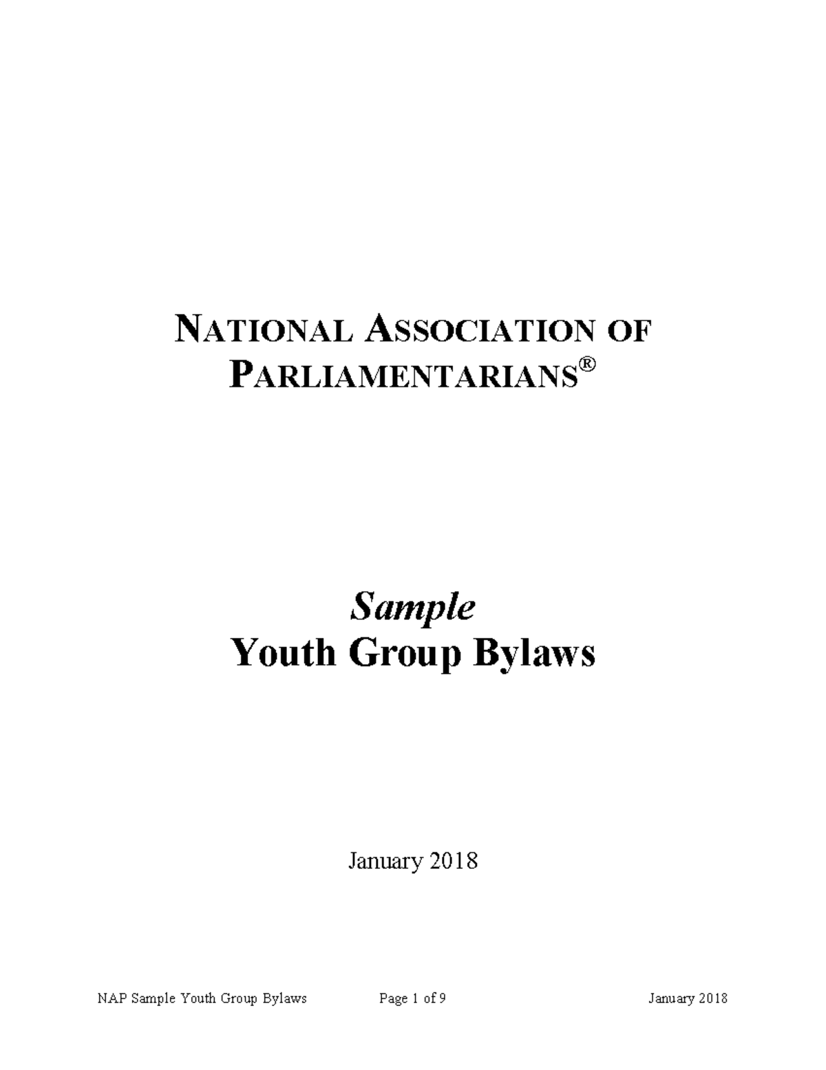 Youth Group Sample Bylaws - NATIONAL ASSOCIATION OF PARLIAMENTARIANS ...