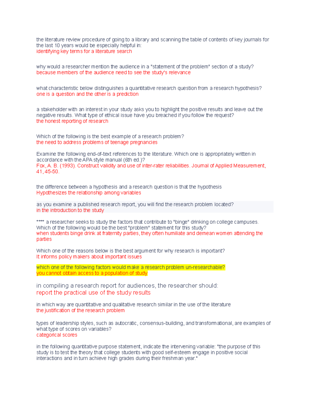 questions and answers - the literature review procedure of going to a ...