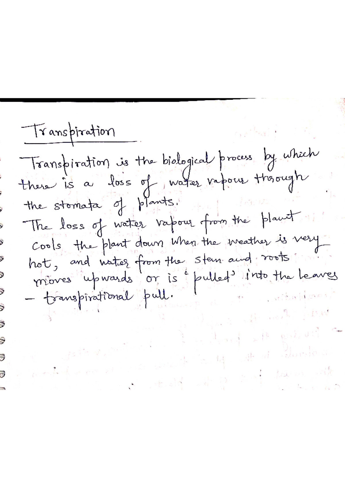 Transpiration AND Photosynthesis - B.Sc(H) Home Science - Studocu