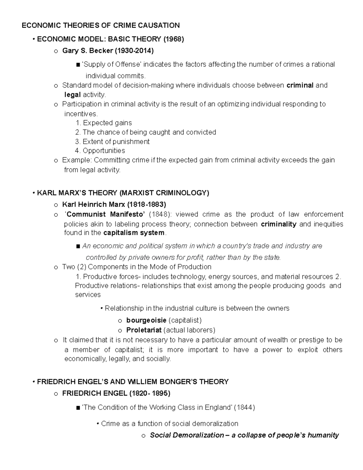 Economic Theories OF Crime Causation-converted - ECONOMIC THEORIES OF ...