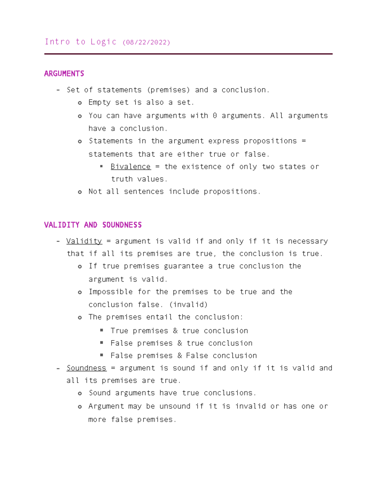 Intro to Logic - Week 1 - FIU PHI 2100 with Professor Aylsworth - Intro to Logic (08/22/2022 ...
