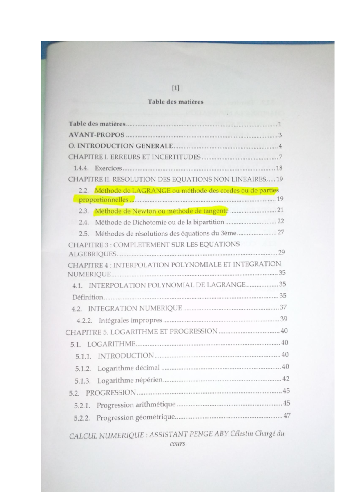 Calcul Numerique 2020 - Note supplémentaires - Premier Graduat Mathématiques et Informatique ...