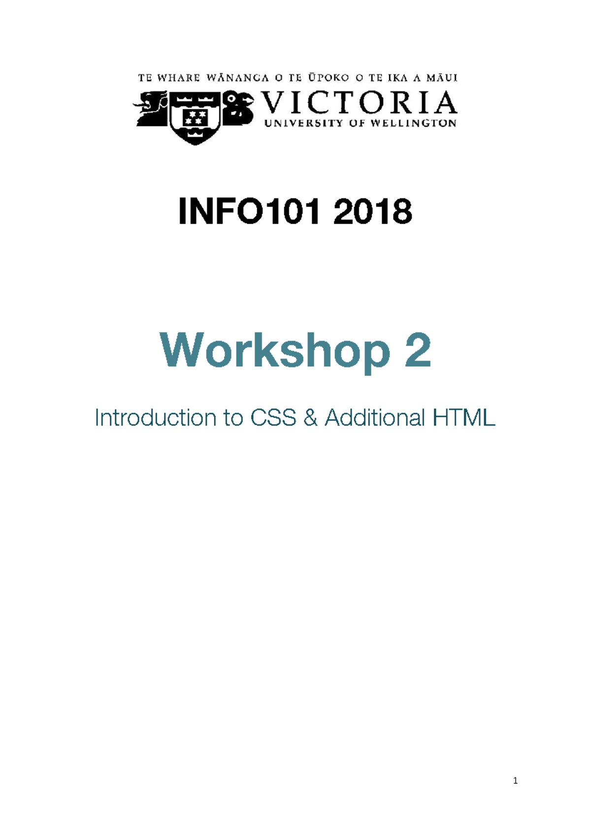 Workshop 2 Guide (CSS) - week 2 - INFO101 2018 Workshop 2 Introduction ...