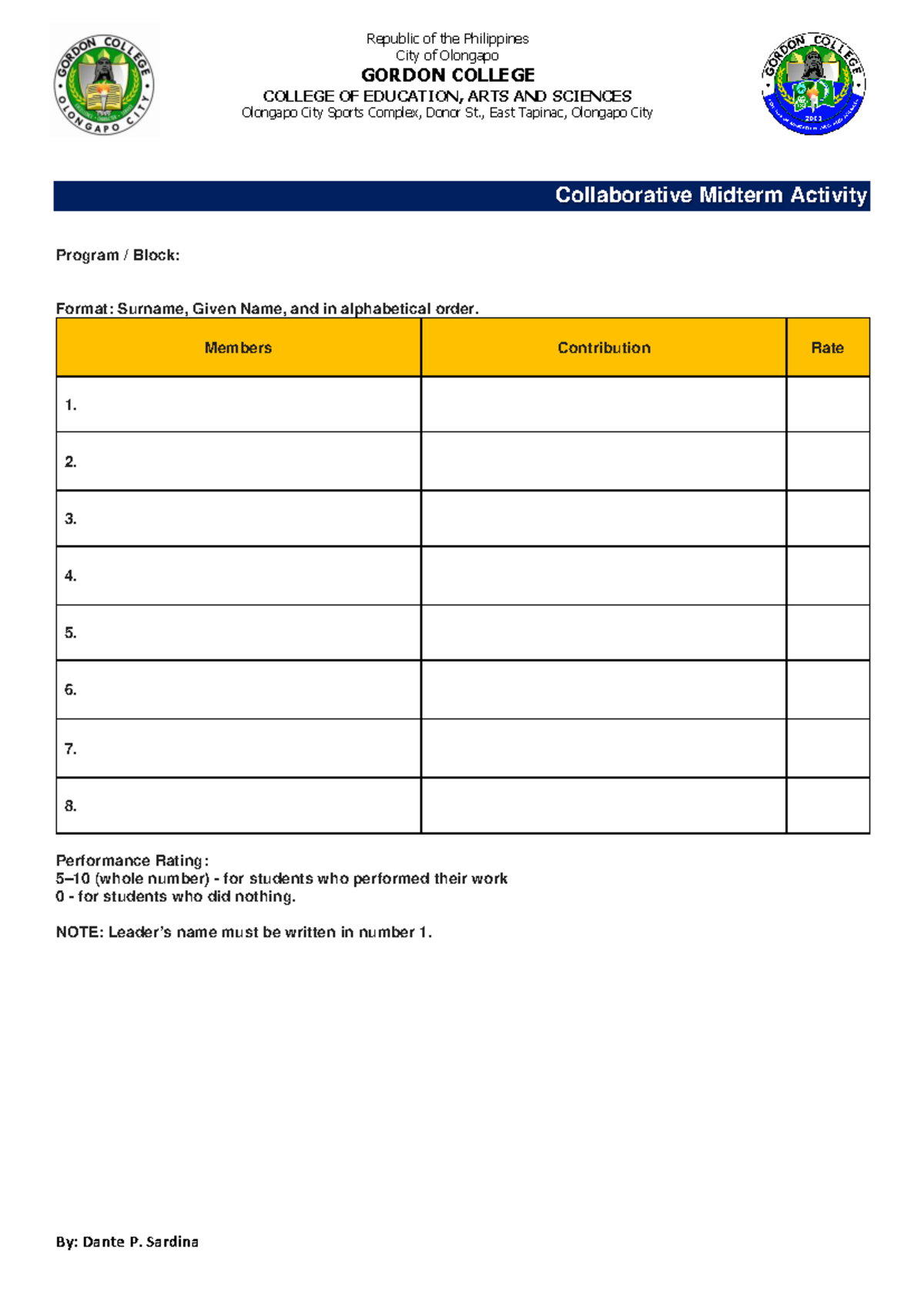 Midterm Activity 1 MMW - Collaborative Midterm Activity Program / Block ...