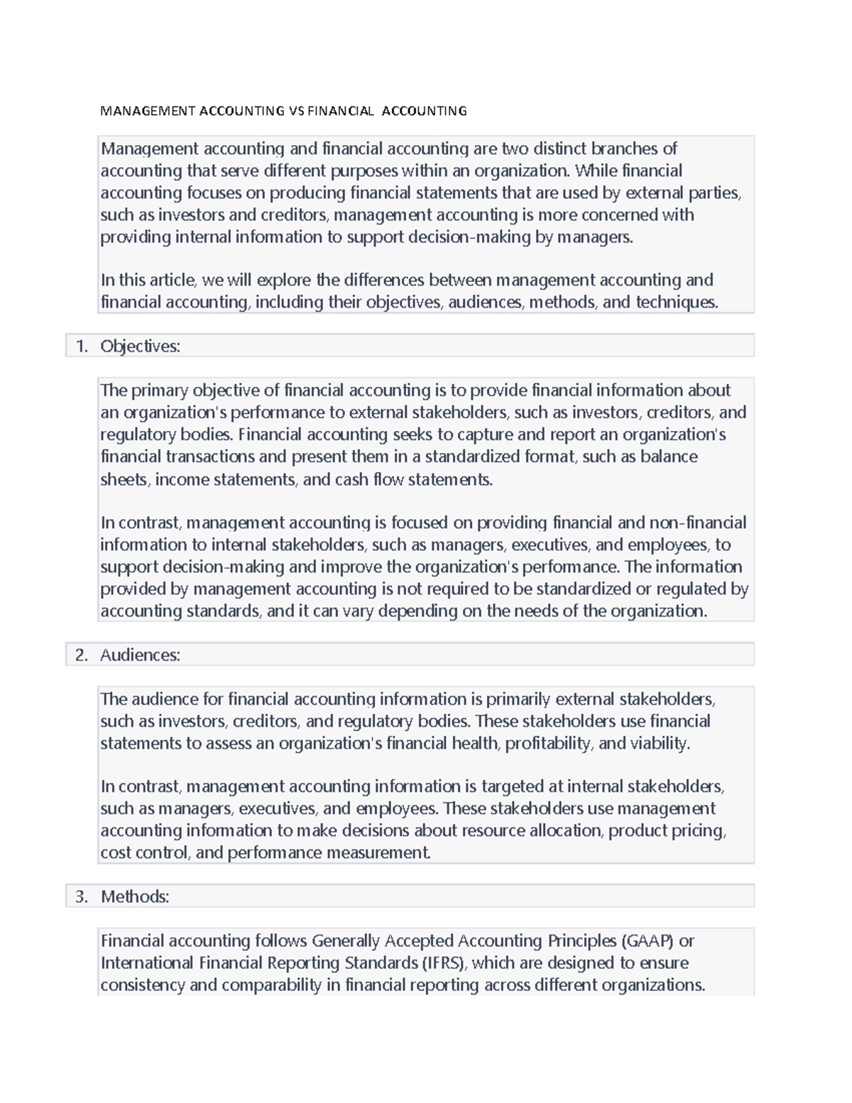Management Accounting VS Financial Accounting - MANAGEMENT ACCOUNTING ...