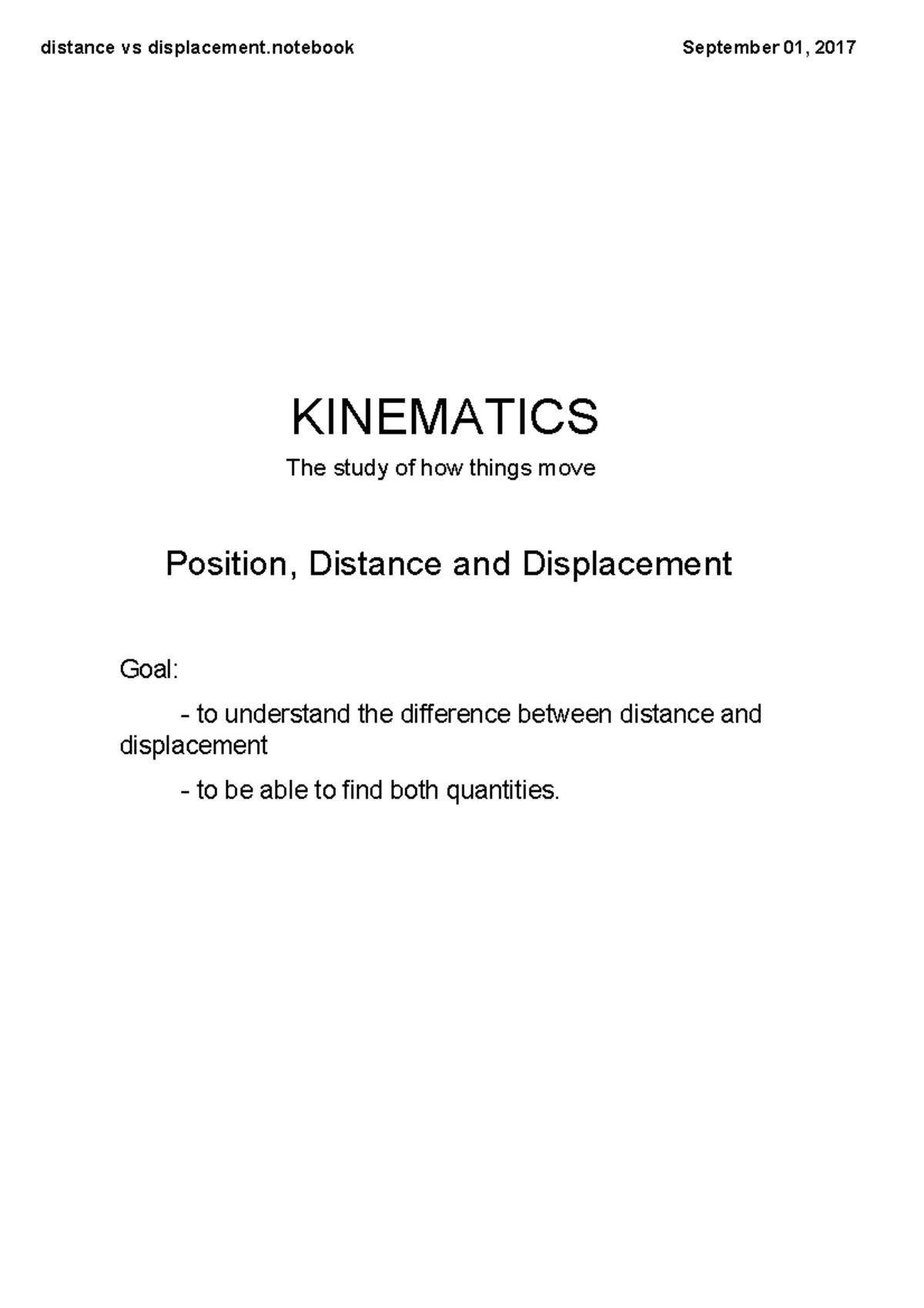 Distance vs displacement - PHYSICS 1A03 - McMaster - Studocu