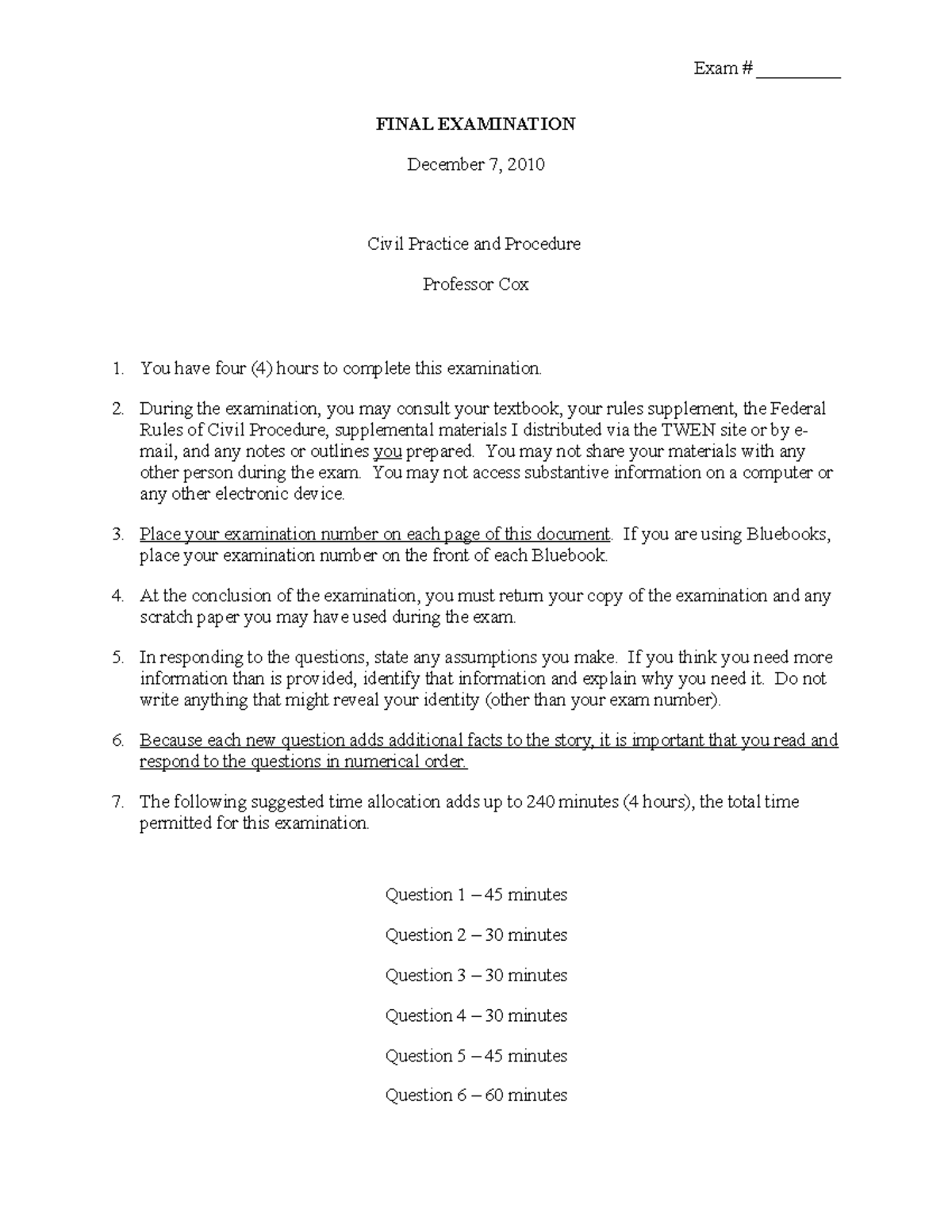 2010 +exam 9 revised 1 - exam practice - FINAL EXAMINATION December 7 ...