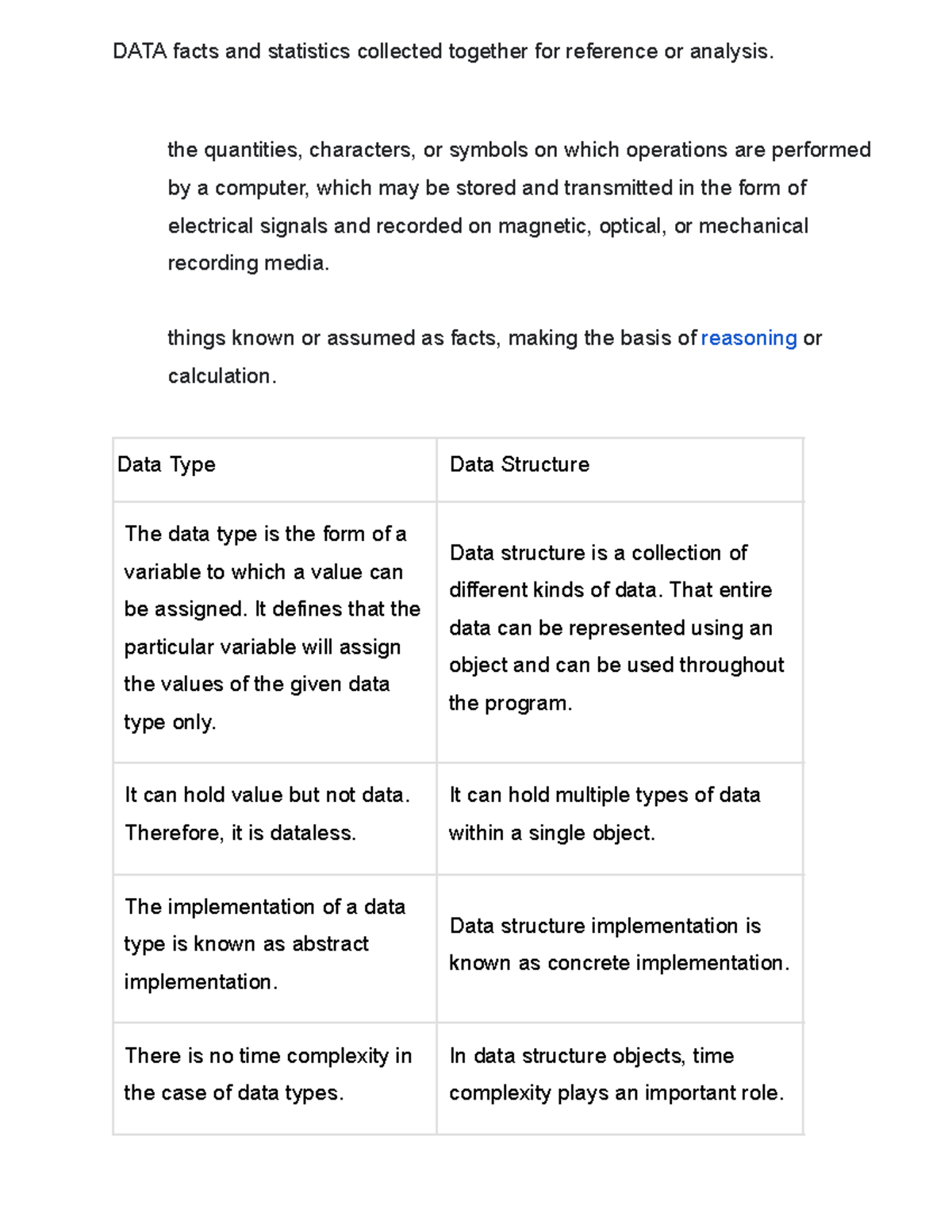 DS UNIT1,2 - DATA facts and statistics collected together for reference or analysis. the ...