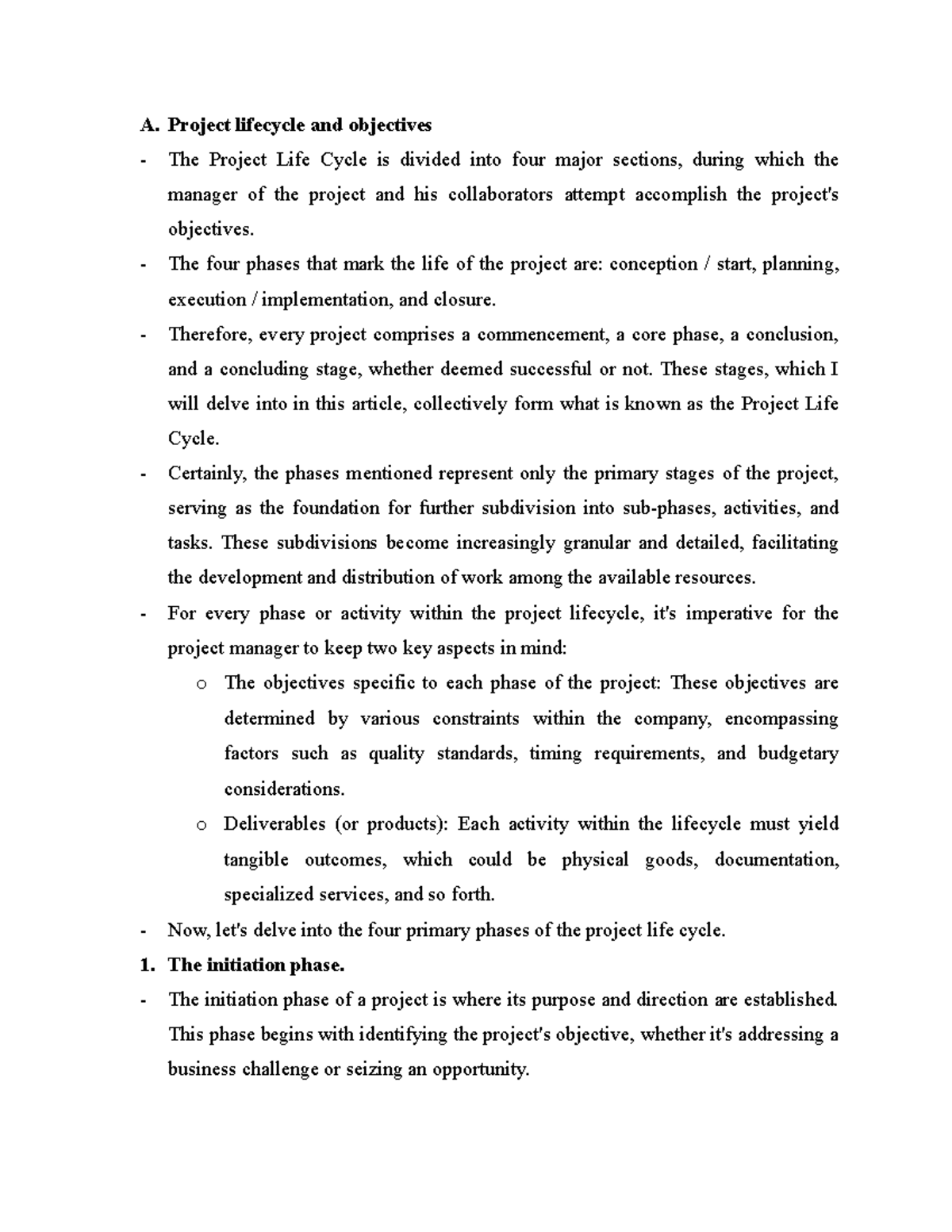 10220233 MSBP A1 - Pass - A. Project lifecycle and objectives - The ...