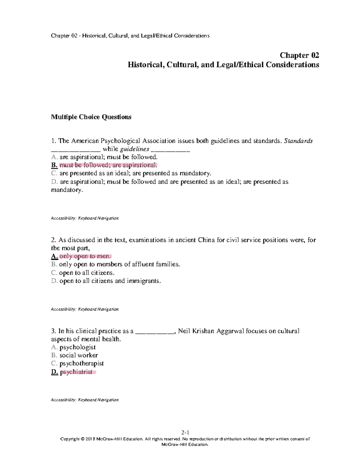 Copy of Chap002 - King - 2 - 1 Copyright © 2018 McGraw-Hill Education. All rights reserved. No ...