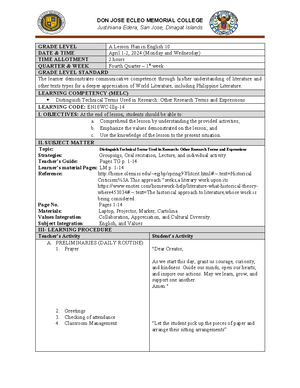 5A's Detailed Lesson Plan in English mass nouns - Detailed Lesson Plan ...