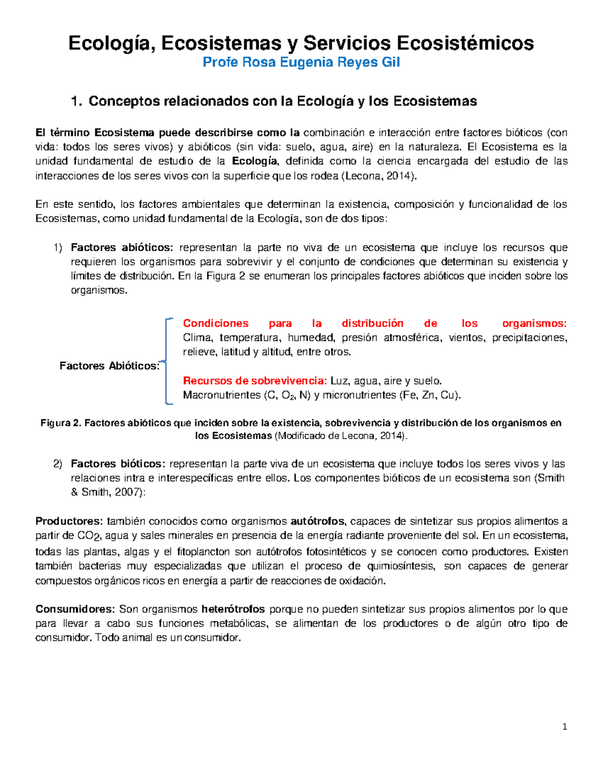 Lectura-Ecologìa, Ecosistemas y Servicios Ecosistèmicos - Ecología ...