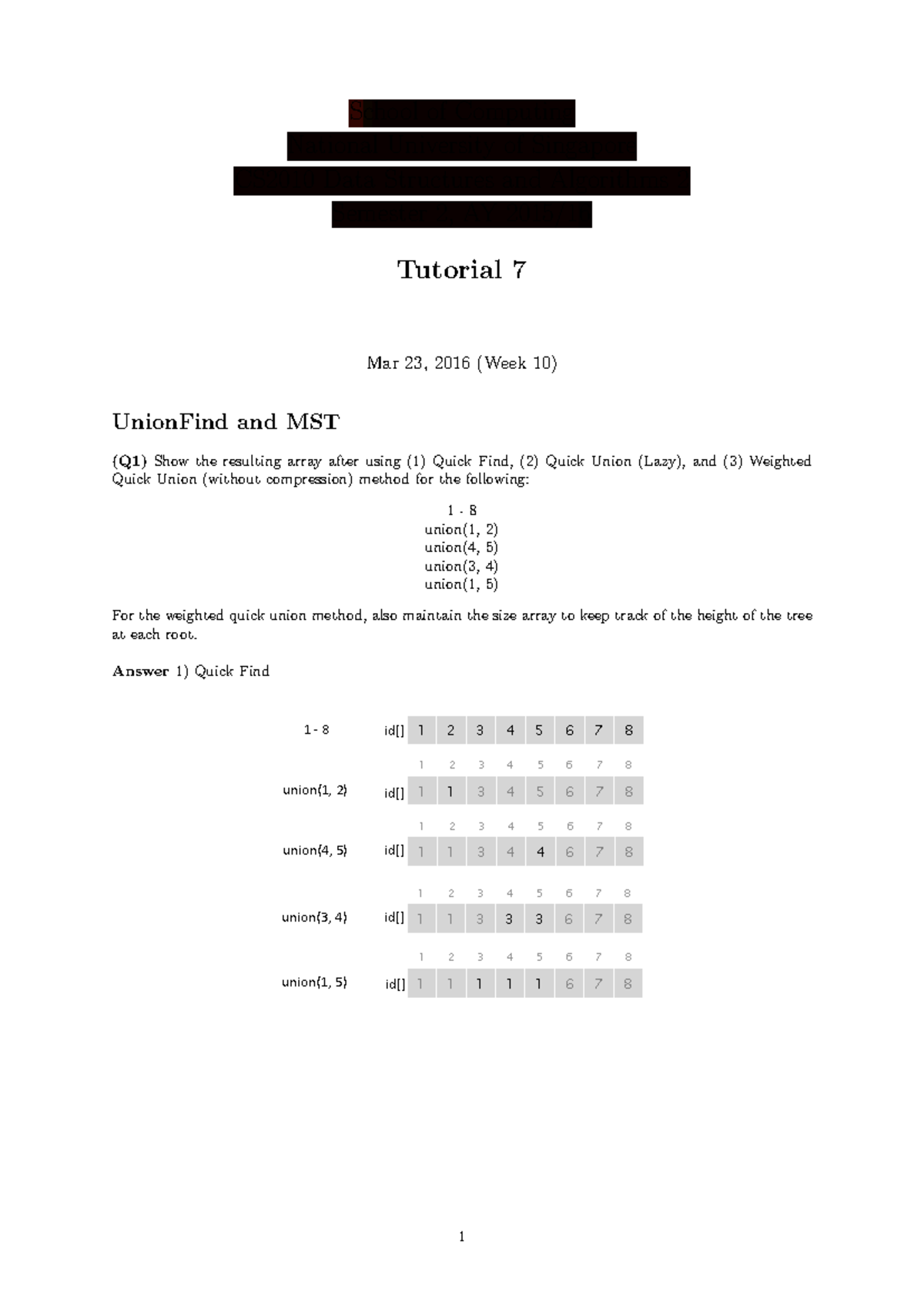 Algorithm T7 sol - programming assignment - School of Computing ...