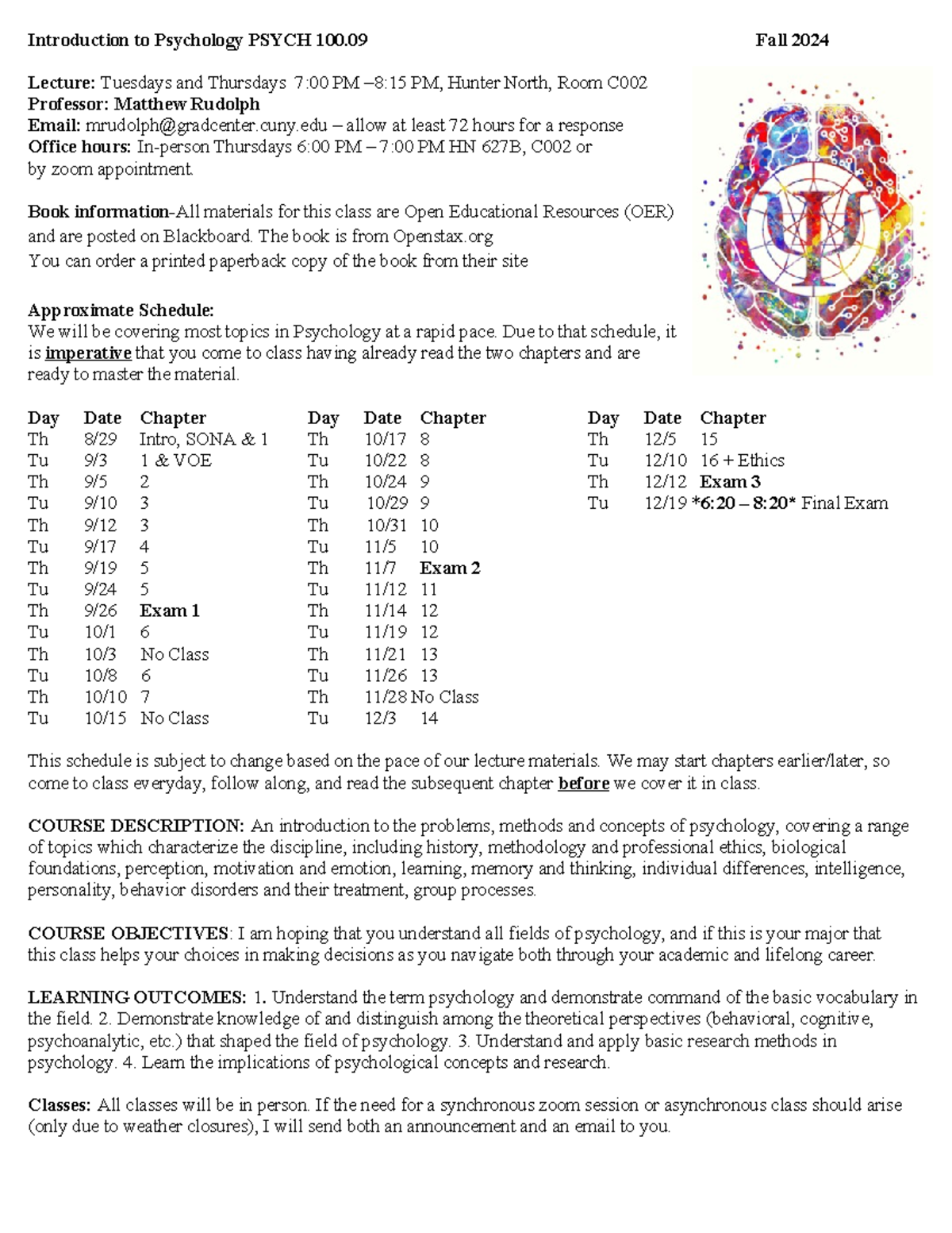 Syllabus PSYCH 100.09 Fall 24 revised 8 29 per PD(1) - Tagged ...
