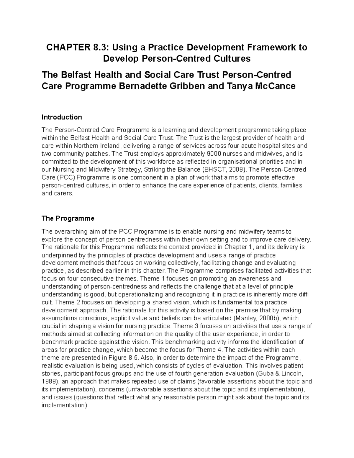 Person Centered Nursing Ch.8.3 - CHAPTER 8: Using a Practice ...