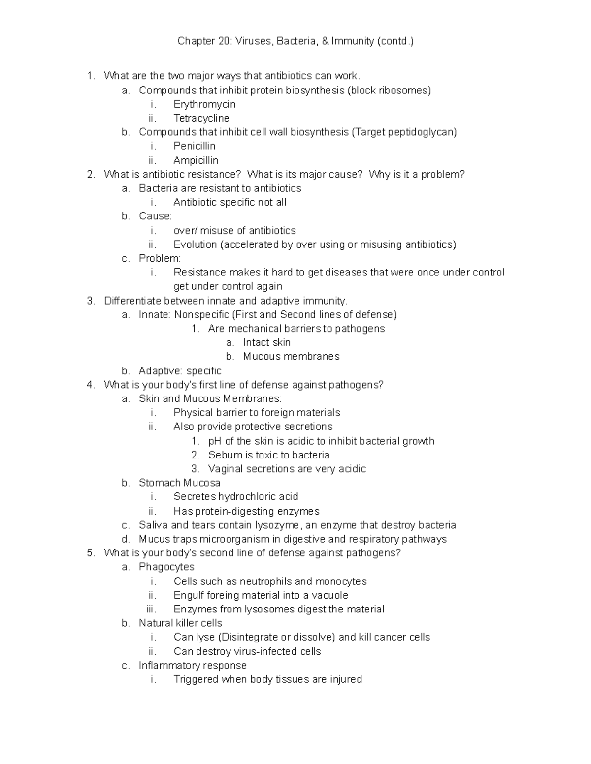 Ch 20 Viruses, Bacteria, & Immunity (contd - Chapter 20: Viruses ...