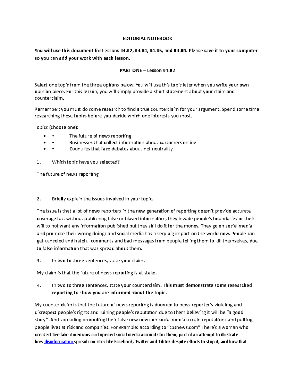 Editorialno 2 - this - EDITORIAL NOTEBOOK You will use this document ...