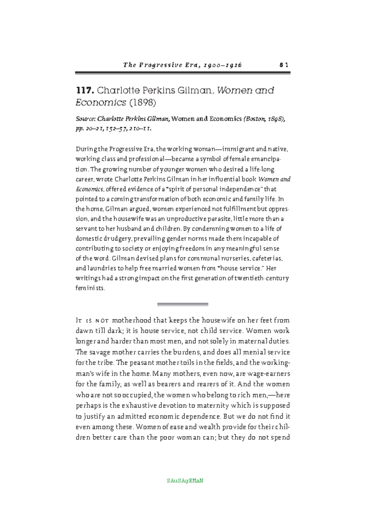 Charlotte Perkins Gilman, Women and Economics - T h e P r o g r e s s i ...