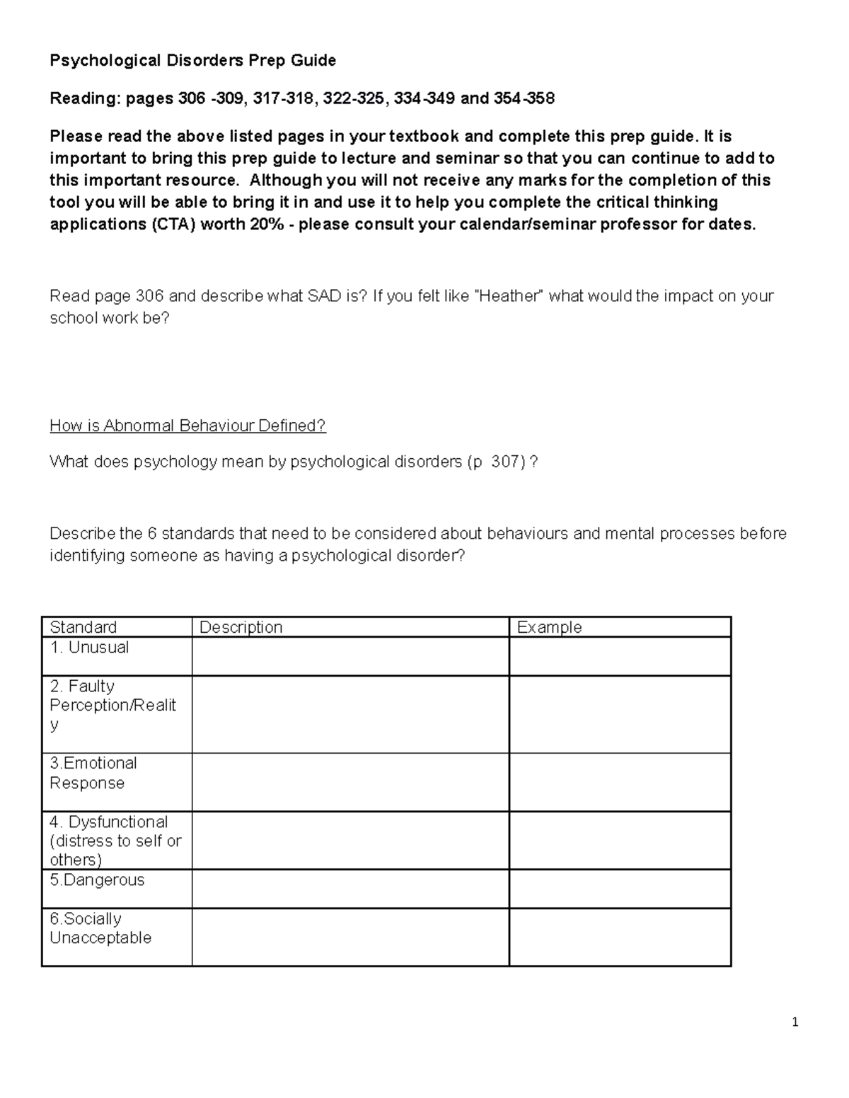 Psychological Disorders Part 1 Prep Guide 4th Ed - Psychological ...