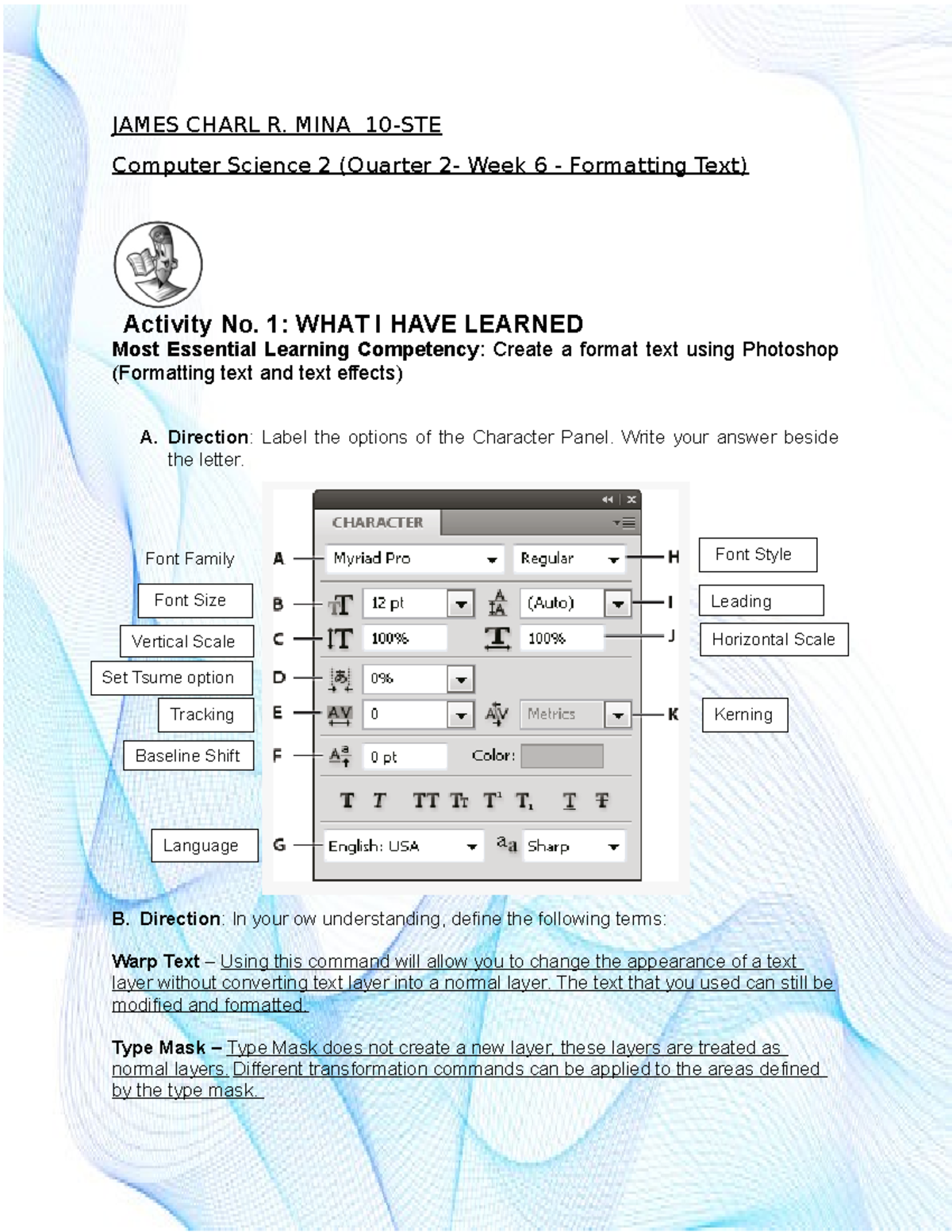 James- Charl-Rara Mina English module - JAMES CHARL R. MINA 10-STE ...