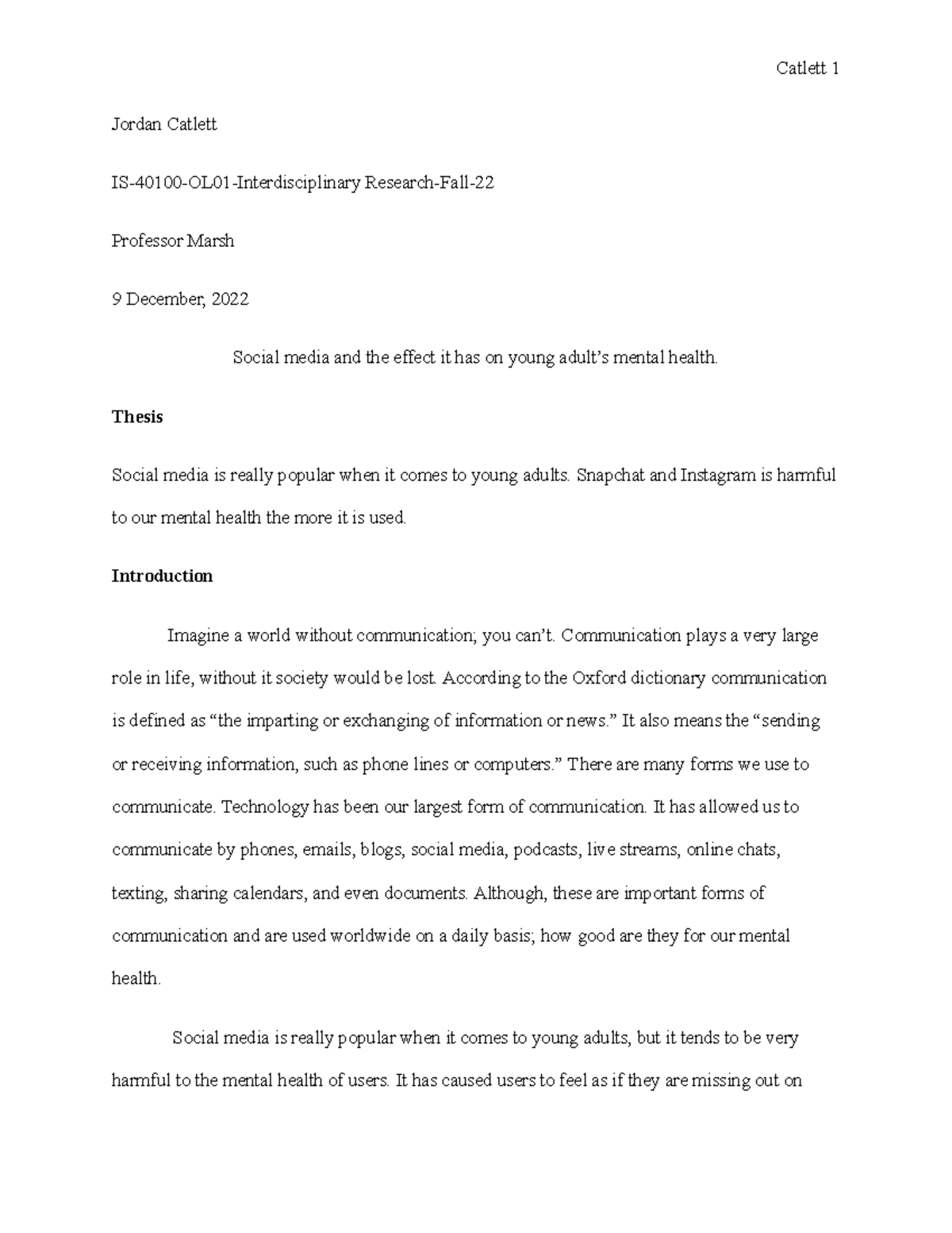 Research Paper Final Draft - Jordan Catlett IS-40100-OL01 ...