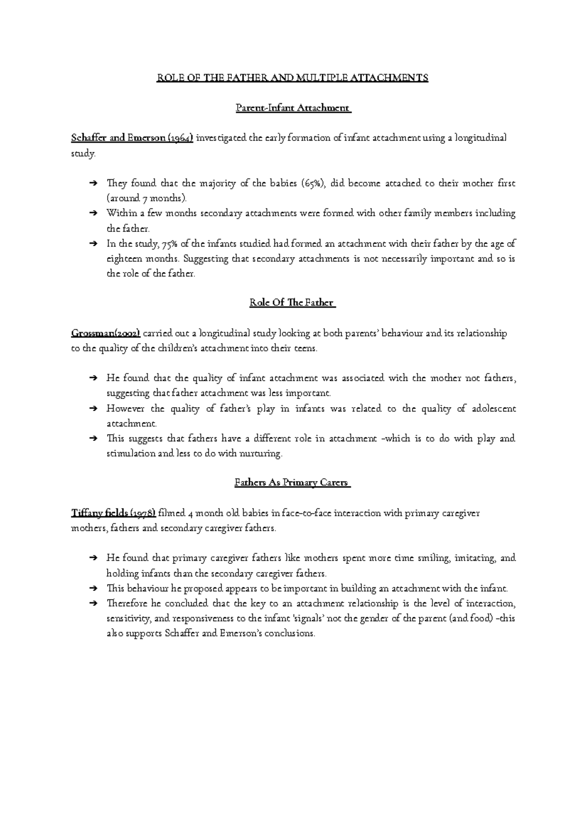 Role of the father and multiple attachment - ROLE OF THE FATHER AND ...