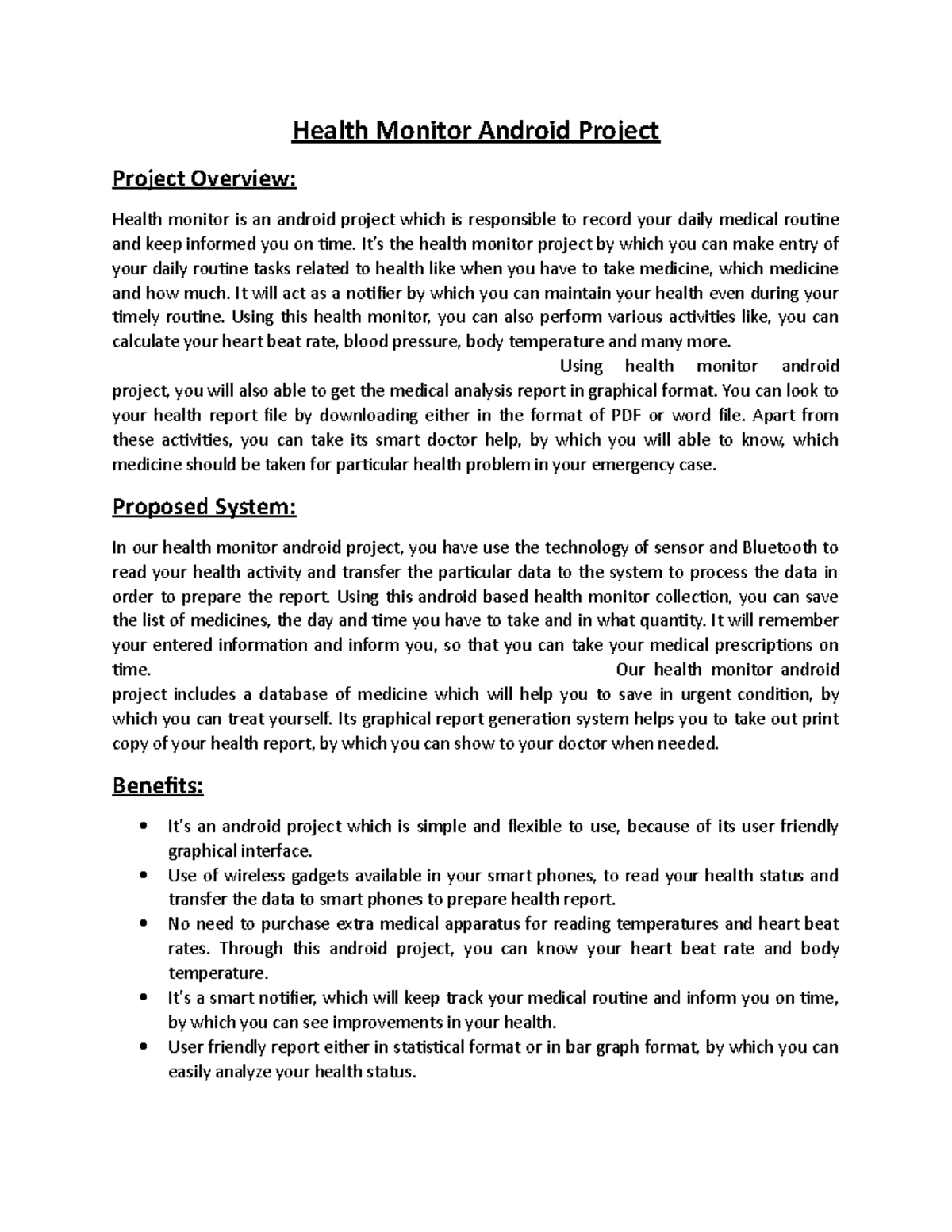 Health Monitor Android Project - Health Monitor Android Project Project ...