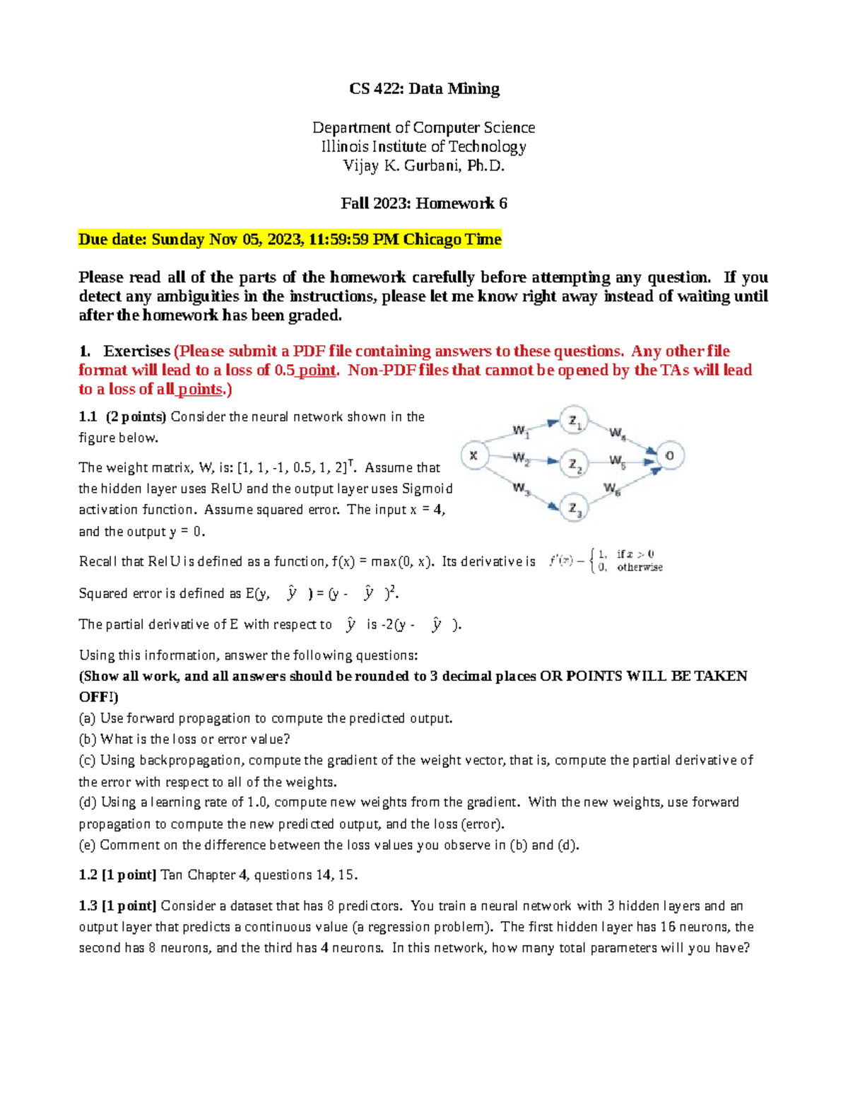 HW 6 7 8 merged - CS 422: Data Mining Department of Computer Science Illinois Institute of - Studocu