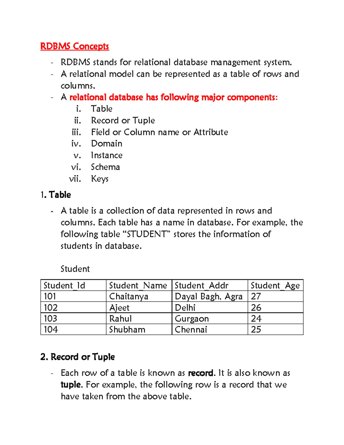 Relationl, keys, normalization lesson 3 - RDBMS Concepts RDBMS stands for relational database ...