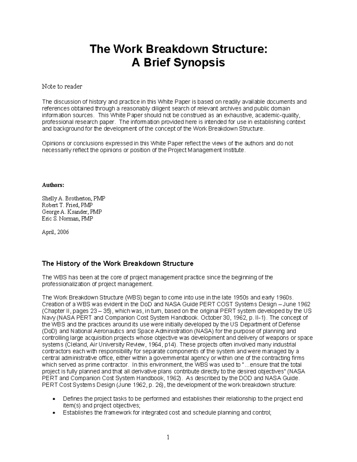 WBS A Brief Synopsis - ergonomic macro - The Work Breakdown Structure ...