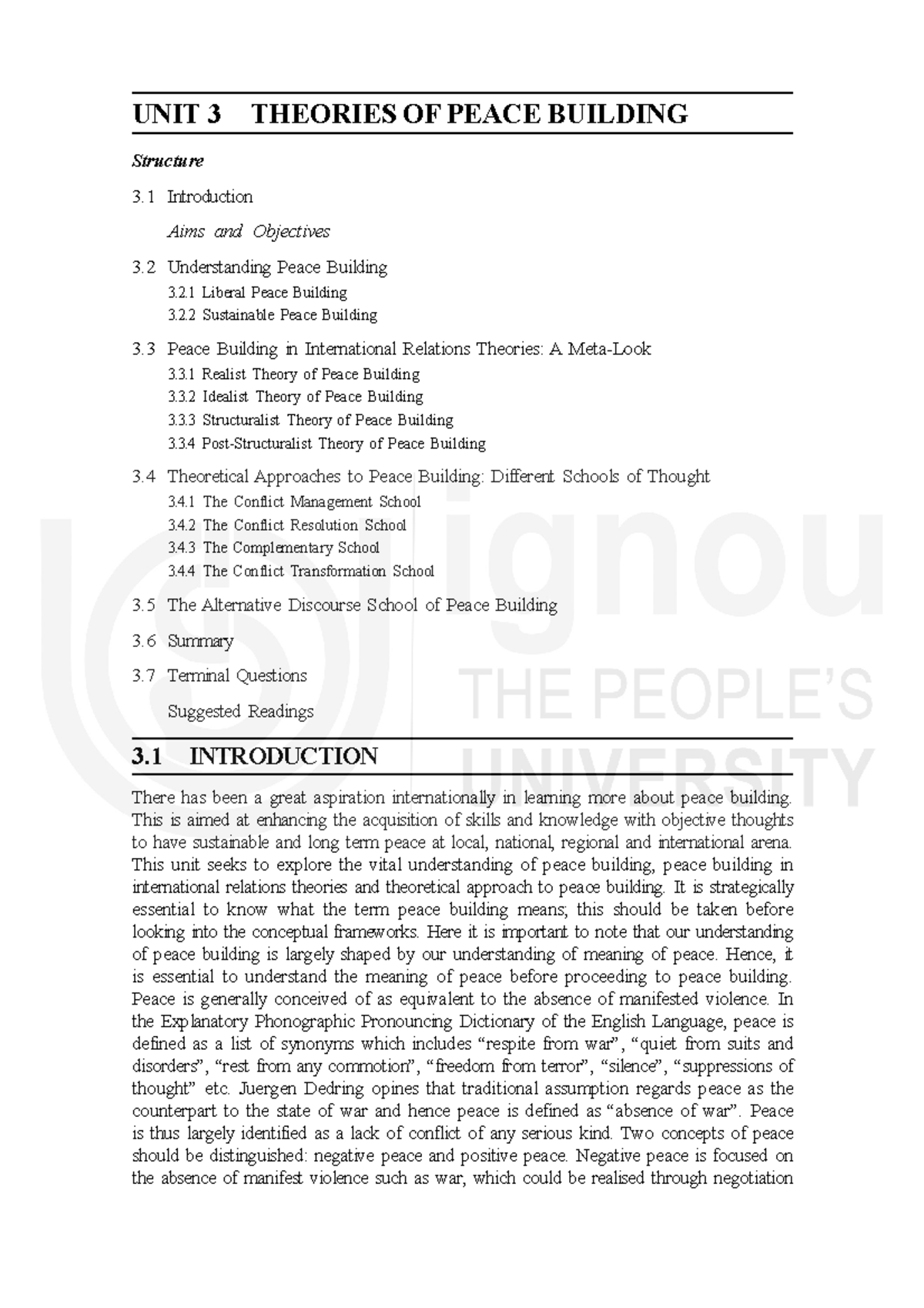 Unit-3 Theories of Peace Building - UNIT 3 THEORIES OF PEACE BUILDING ...