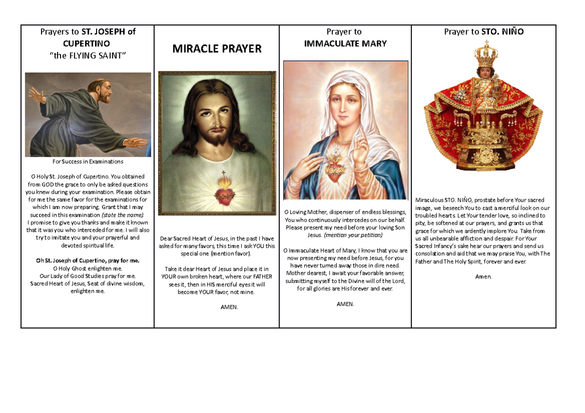 Miracle Prayer - Prayers to ST. JOSEPH of CUPERTINO “the FLYING SAINT ...