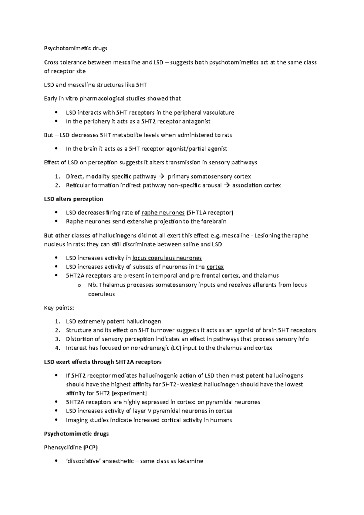 Psychotomimetic drugs - Psychotomimetic drugs Cross tolerance between ...