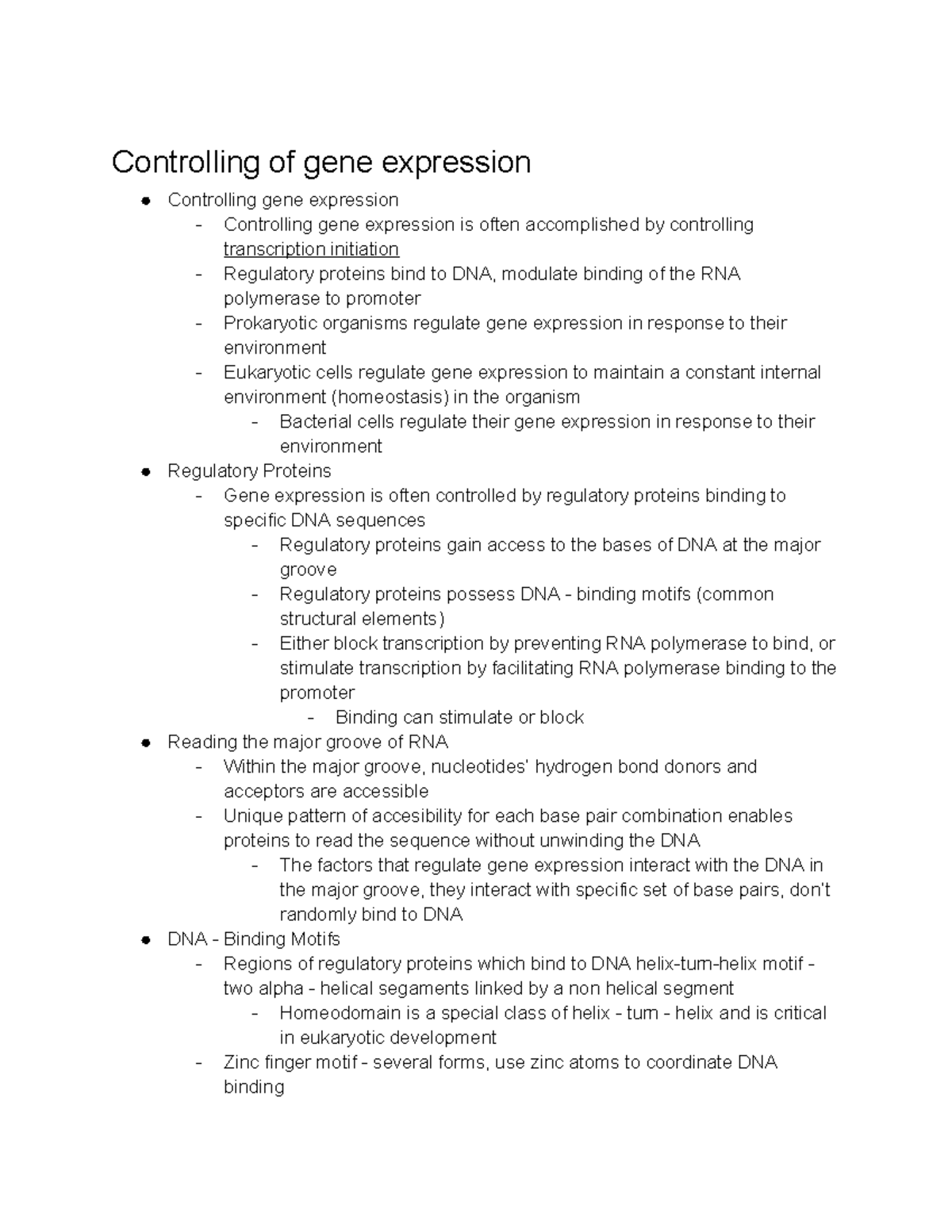 Gene regulation - Controlling of gene expression Controlling gene ...