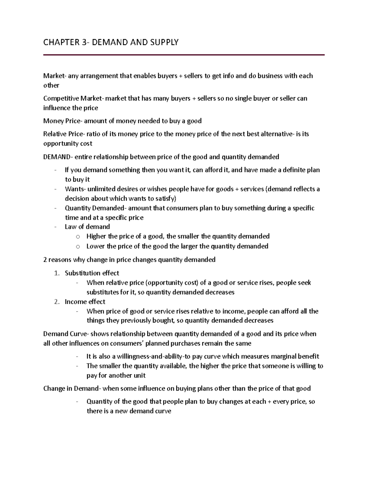 Chapter 3 ppt - CHAPTER 3- DEMAND AND SUPPLY Market- any arrangement ...