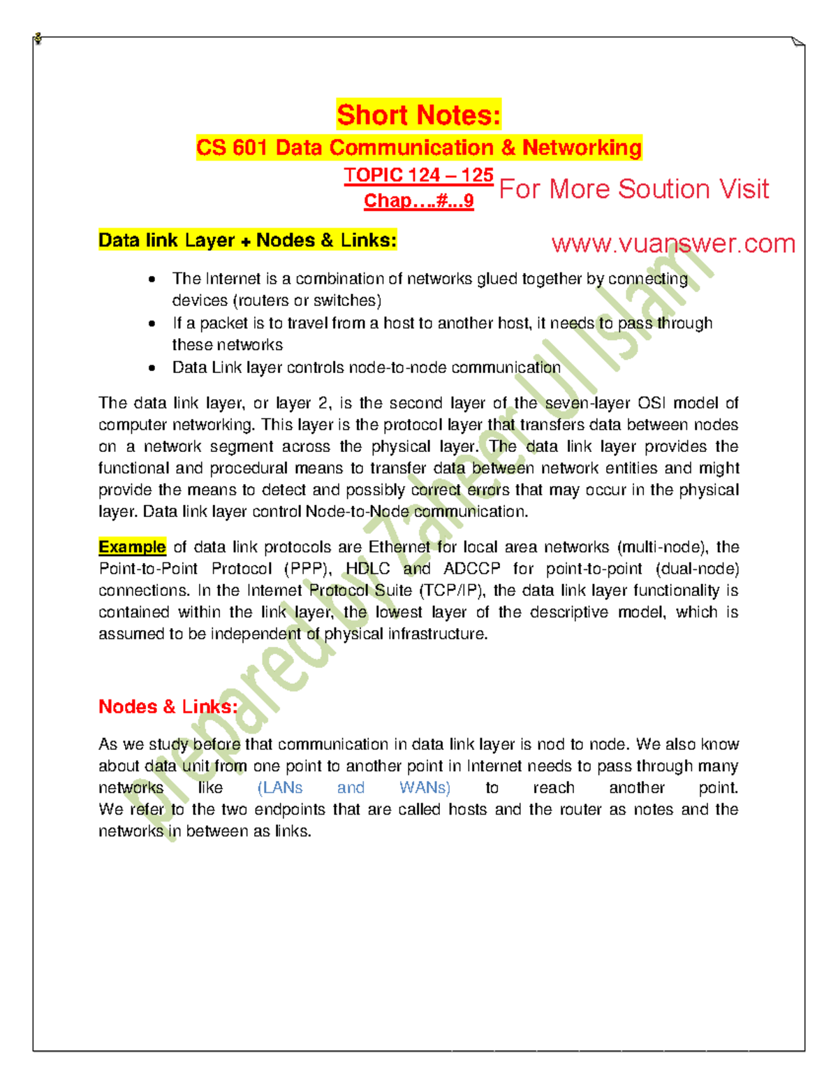 CS601 Short Notes (VUAnswer.com) Topic 124 to 204 - Short Notes: CS 601 ...