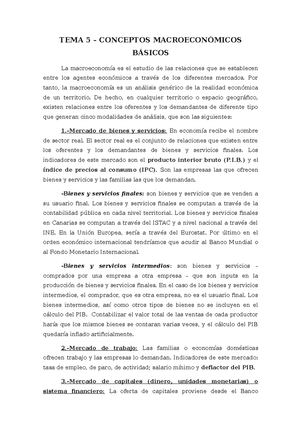 TEMA 5 - Conceptos macroecon¢micos b sicos ULL - TEMA 5 – CONCEPTOS MACROECONÓMICOS BÁSICOS La ...