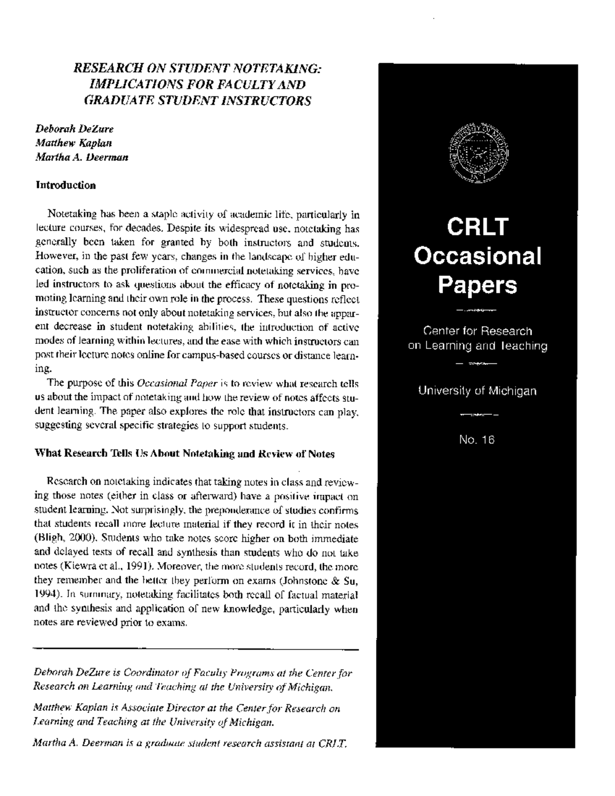 CRLT no16 - CRLT no16 - Education - Studocu